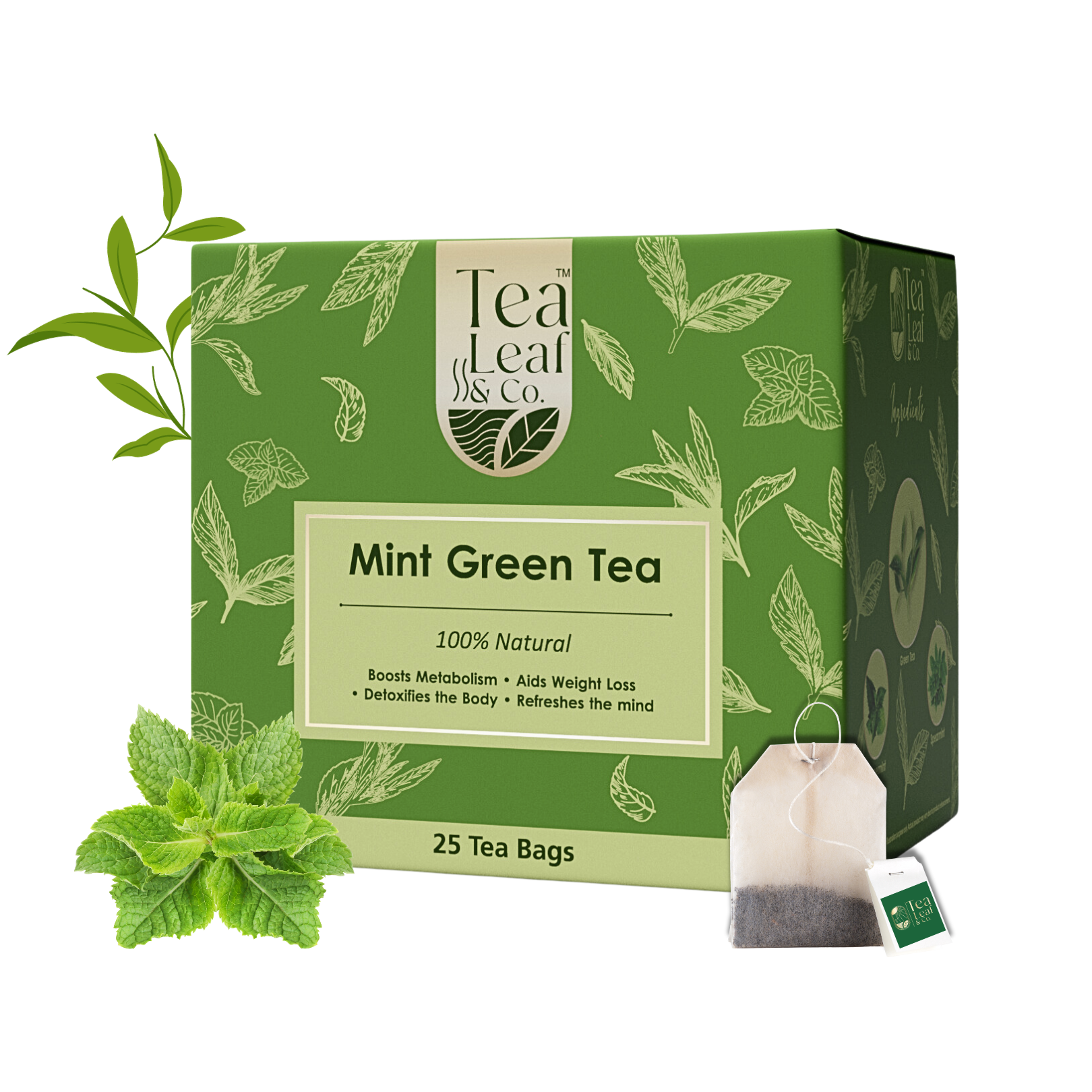 Mint Green Tea - 25 Tea Bags – Tealeaf&co.