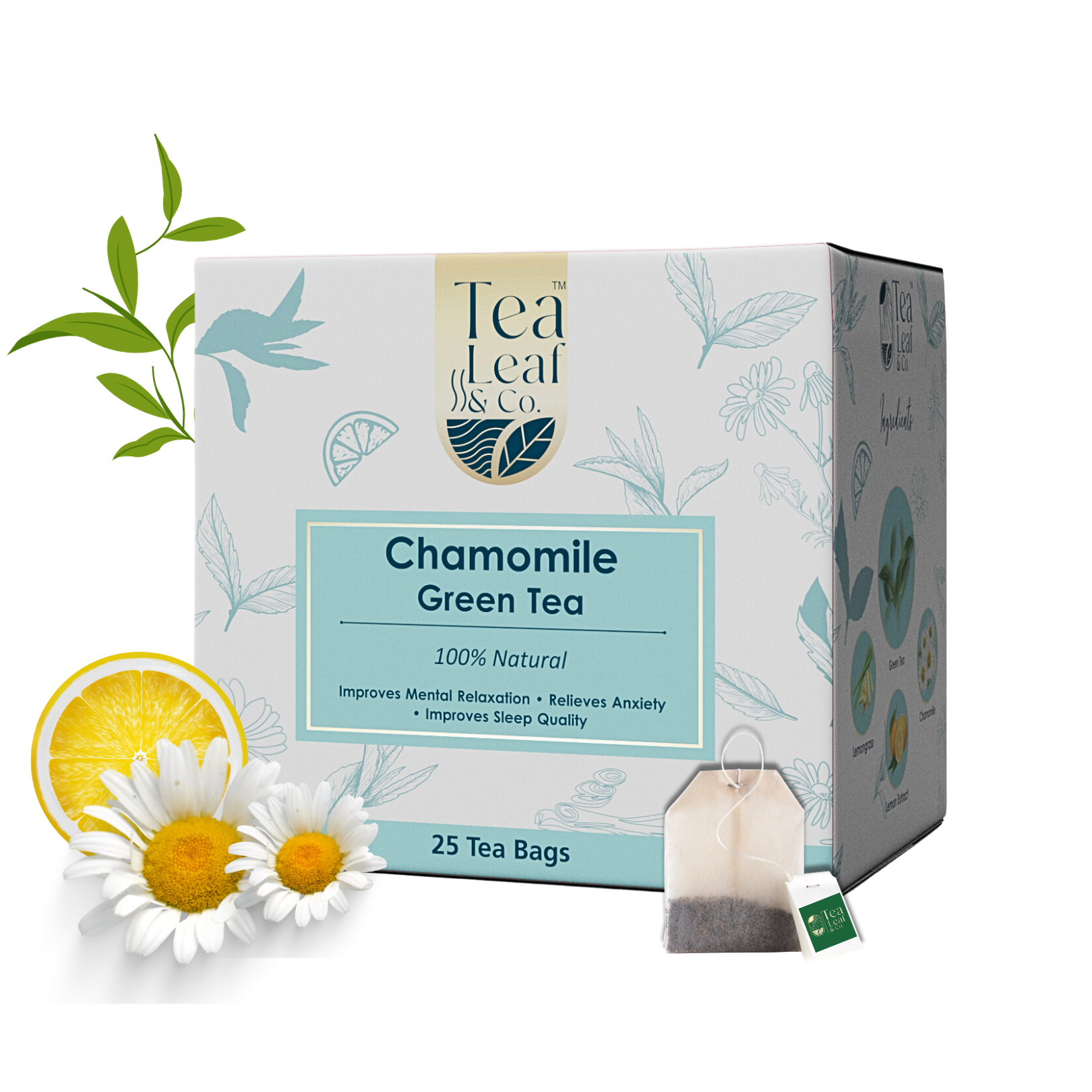 Chamomile Green Tea Pure for Relaxation & Anxiety Relief - 25 Bags ...